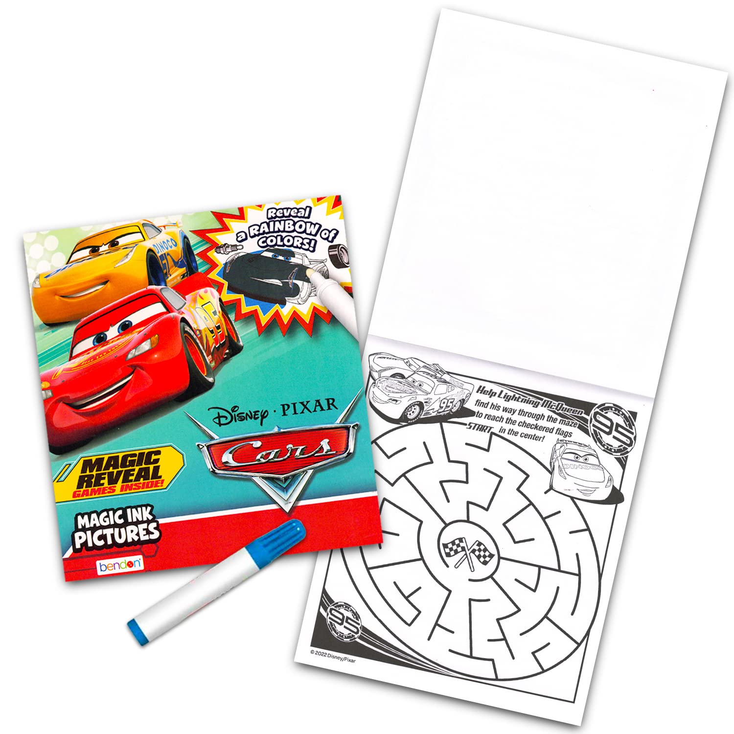 Disney Cars Imagine Ink Coloring Book Set for Toddlers Kids - Bundle Includes Mess Free Coloring Book with Magic Invisible Ink Pen (No Mess Art)