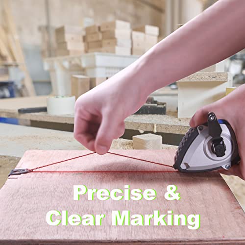 ARTCOLO Chalk Reel kit - Six Gear Quick Retrieval Chalk Lines,100ft Line Included in Chalk Box,4oz Red Chalk Powder,Wire Box is Made of Aluminum