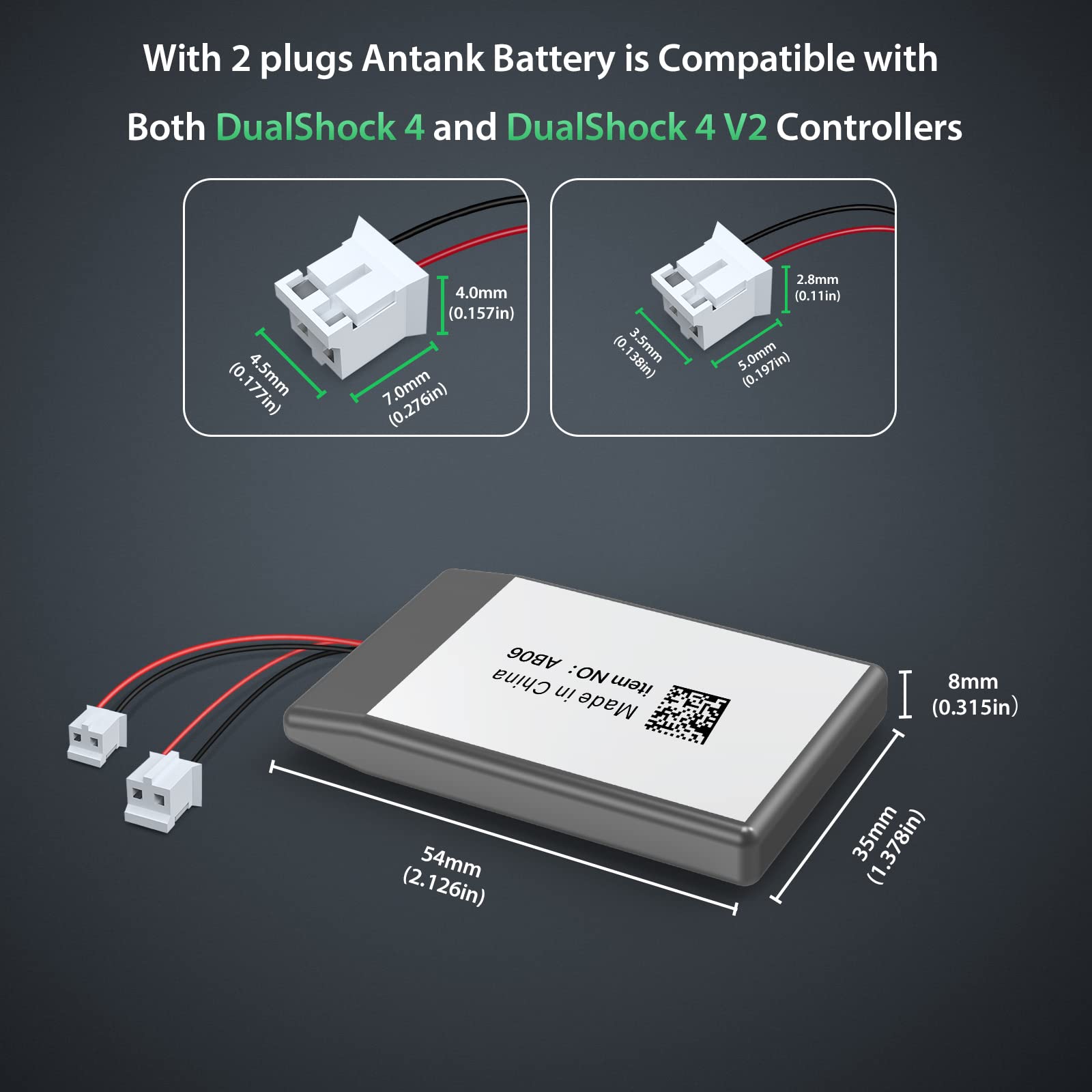 Antank Battery Pack 2000mAh Compatible with PS4 & PS4 Slim/Pro Controller Dual Shock 4 [CUH-ZCT1]/ Dual Shock 4 V2 [CUH-ZCT2] Battery Replacement DIY Repair Kit with PH00 Screwdriver