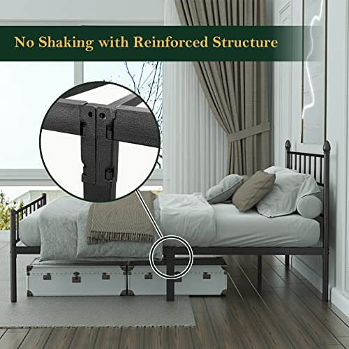 UYUK Queen Size Metal Bed Frame with Headboard, Large Storage Space Under The Bed, Heavy Duty Easy Assembly