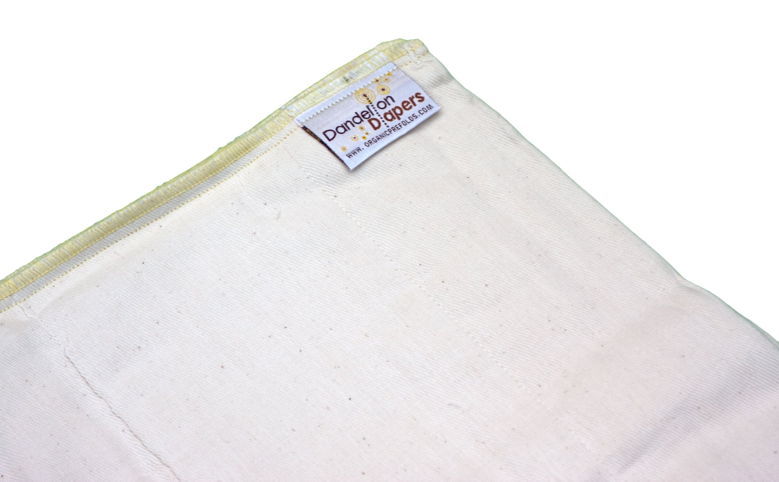 Dandelion Diapers Cloth Diaper Prefolds 100% Organic Cotton Natural Unbleached DSQ | Infant Size 2 | 6 Pack