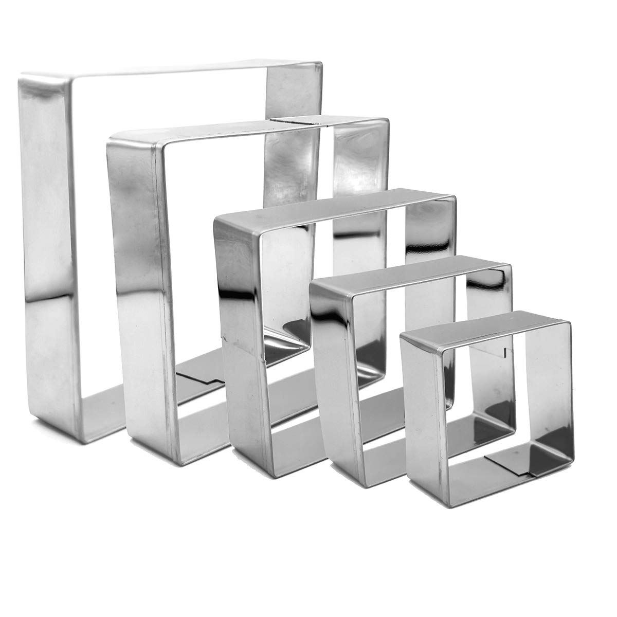 Antallcky Square Cookie Cutter Set-5 piece-2",2.5", 3", 3.5",4"Square Stainless Steel Biscuit Molds Fondant Cookie Cutter Set Pastry Mold-1 Inch Depth…