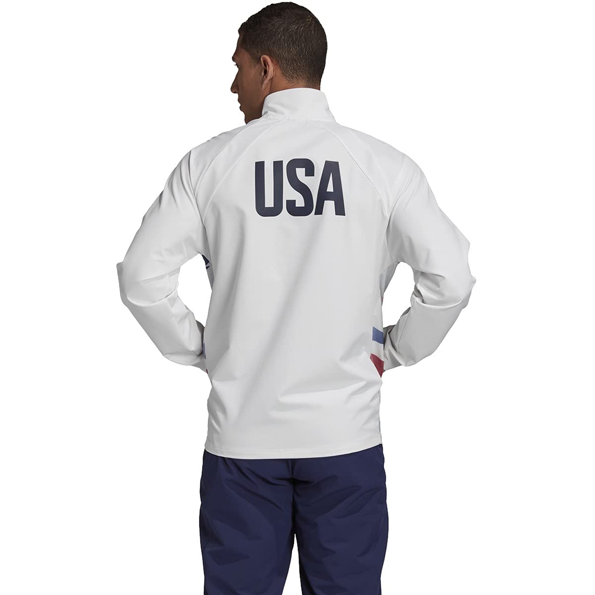 adidas mens USA Volleyball Warmup Jacket Men White/Navy/Team Power Red XX-Large