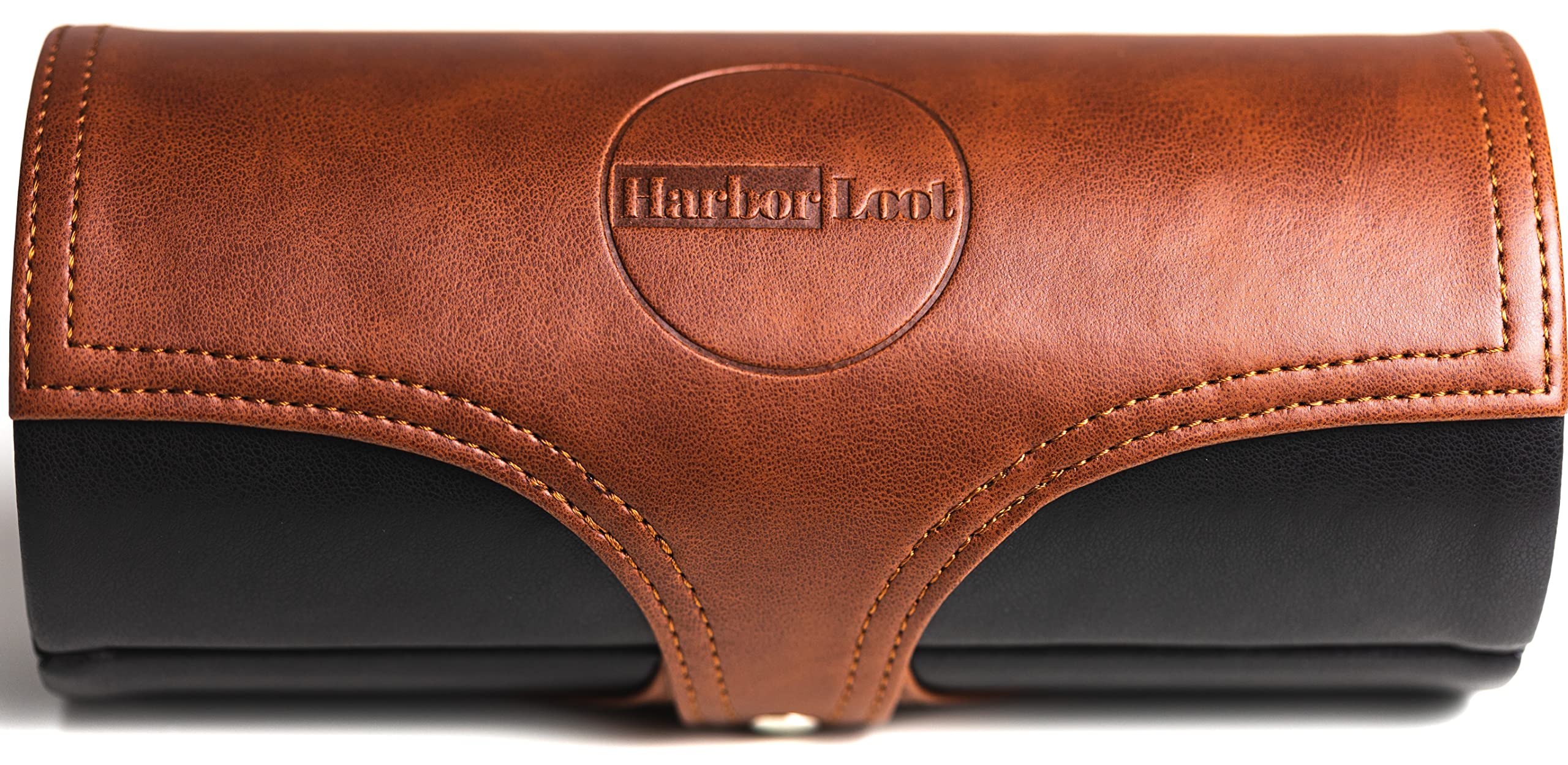 Harbor Loot PU Leather Double Dice Cup Set – Portable with Carrying Case, 2 Dice Cups, 2 Dice Bags, 12 Large Dice, and 30 Chips