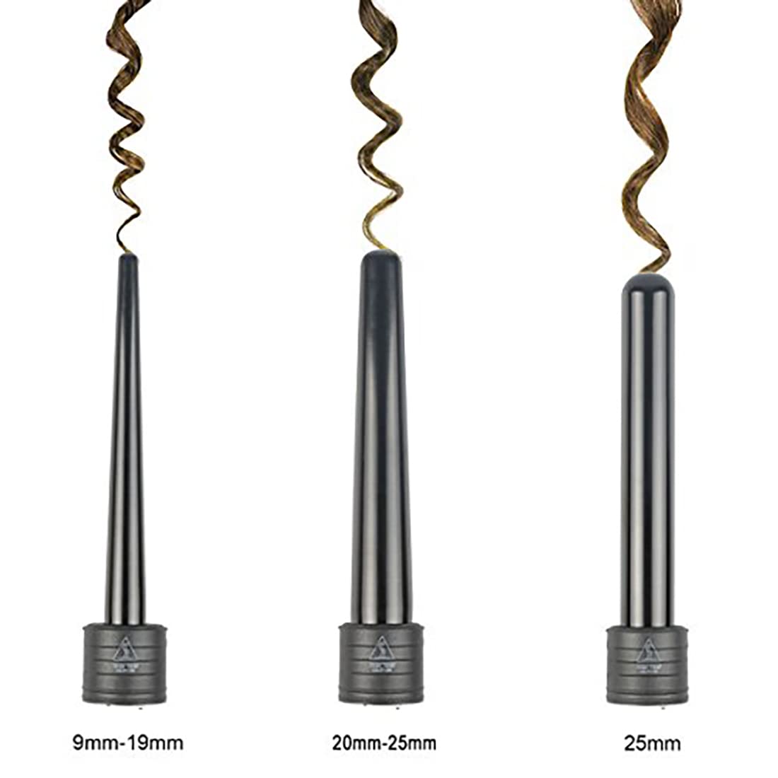 iMissiu Tourmaline 3 in 1 Curling Wand Set with 3 Interchangeable Curling Iron Ceramic Barrels with Heat Resistant Glove – Black