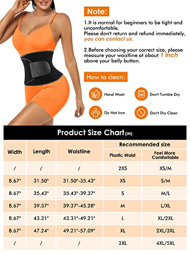 ECIFEE Waist Trimmer Belt for Women Waist Trainer Sauna Belt Tummy Control Low Back and Lumbar Support with Zipper Black