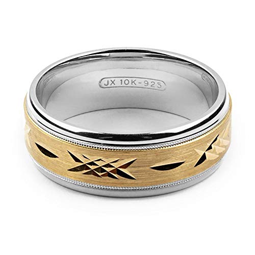 Alain Raphael two-tone sterling silver & 10K yellow gold 8 millimeters wide wedding band ring