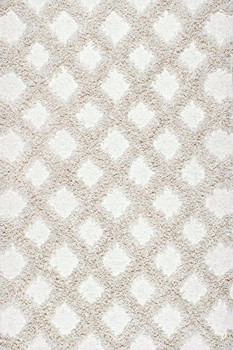 nuLOOM Francene Diamond Trellis Shag Area Rug, 5' x 8', Ivory