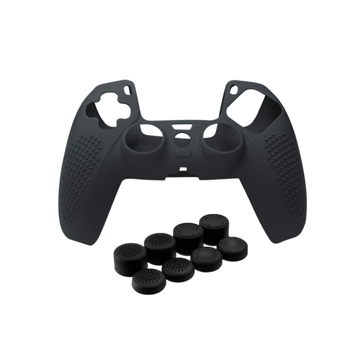 Anti-Slip Grip Skin Silicone Case Cover for PS5 Gamepad, Skin-Friendly Soft Protection Case Cover for PS5 Controller,Dustproof Durable Controller Grip Protector Ant (Black)