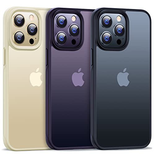CASEKOO [SGS Tested] Newly Matte Shockproof Designed for iPhone 14 Pro Case [10FT Mil-Grade Protection] Anti-Fingerprints & Anti-Scratch Durable Translucent Back Anti-Slip Frame, Black