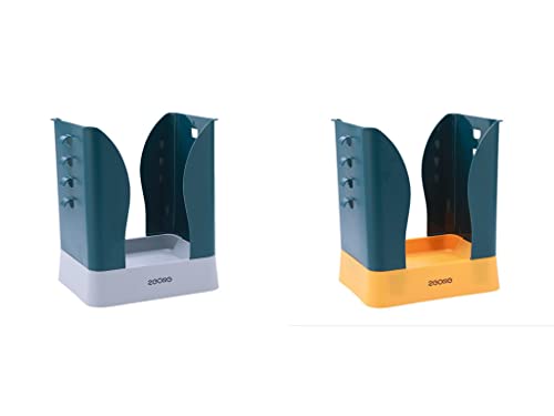 Eco Friendly Trash Can, Trash Bags Holder, Adjustable Size Rubbish bin (Grey Blue + Orange Blue)