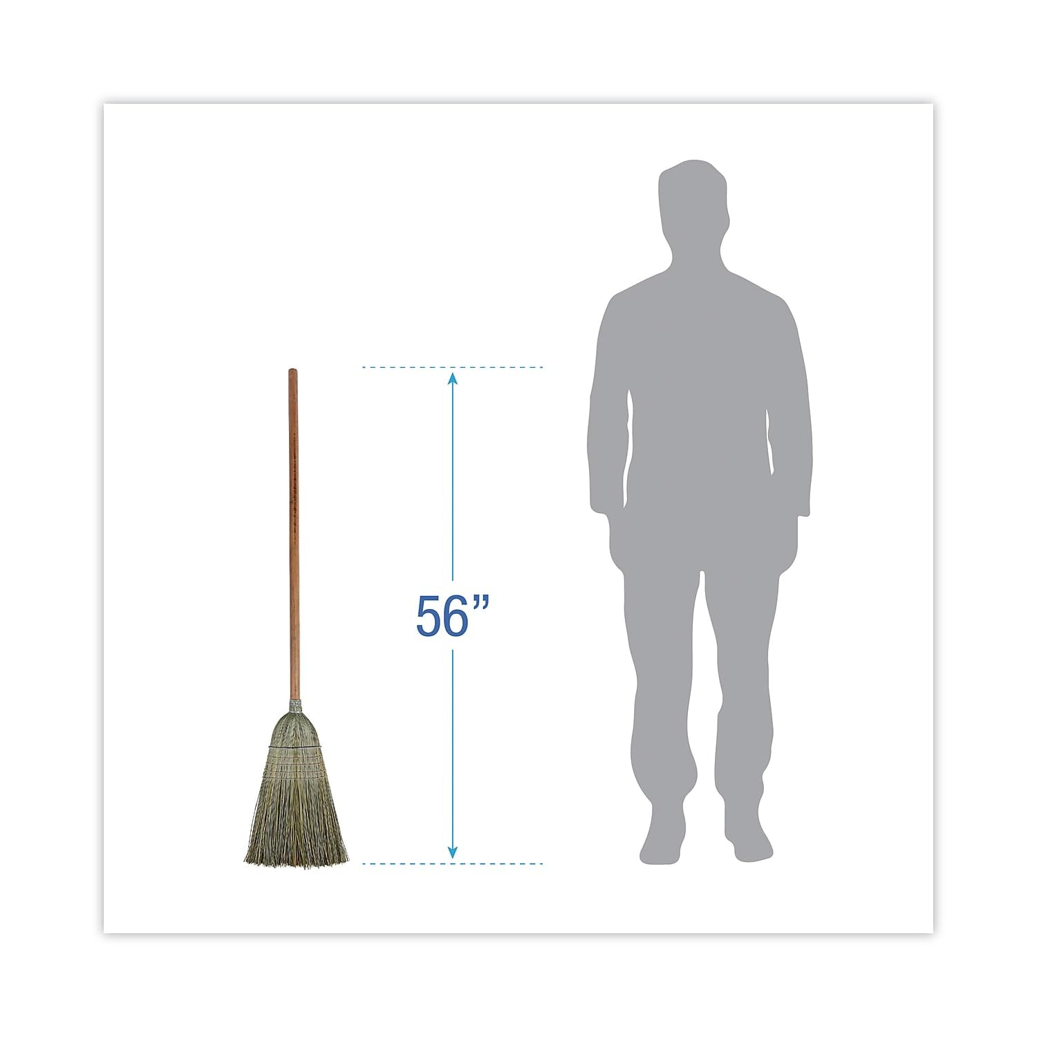 Boardwalk 932YCT Warehouse Broom Corn Fiber Bristles 42-Inch Wood Handle Natural 12/Carton