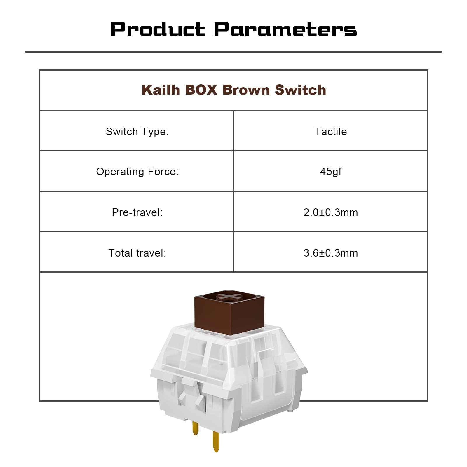 AUDHEID Mechanical Key Switches,Tactile Keyboards Switch Storage Box with Keycap Puller and Switch Puller,3 Pin Plate Mounted Tactile Switches(Kailh Box Brown Switch,30 Pcs)