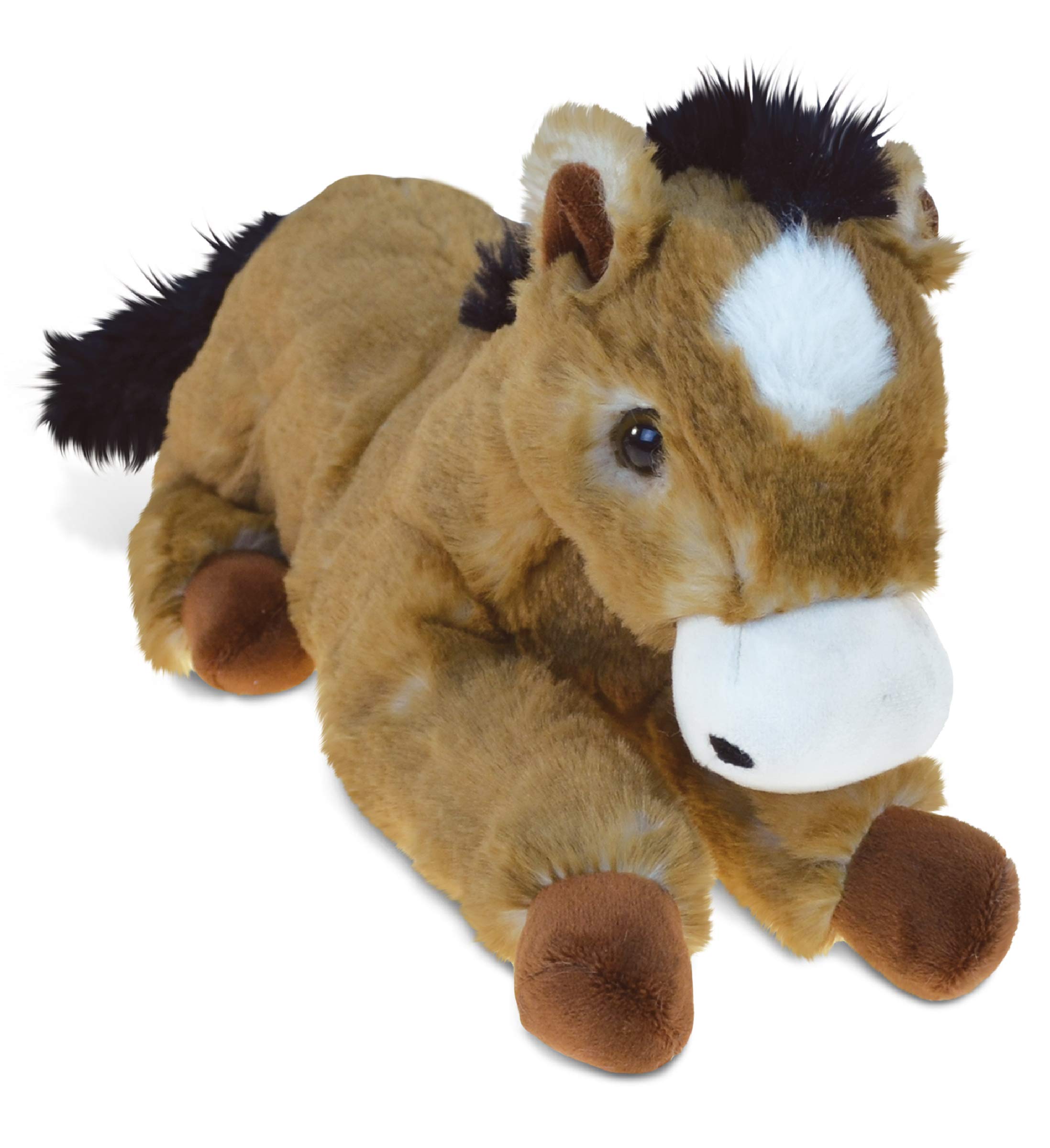 DolliBu Lying Brown Horse Stuffed Animal - Super Soft Plush Horse, Floppy Farm Stuffed Animal, Cute Stuffed Horse Gifts for Girls, Boys, Realistic Horse for Toddler, Kids, and Adults - 10.5 Inches