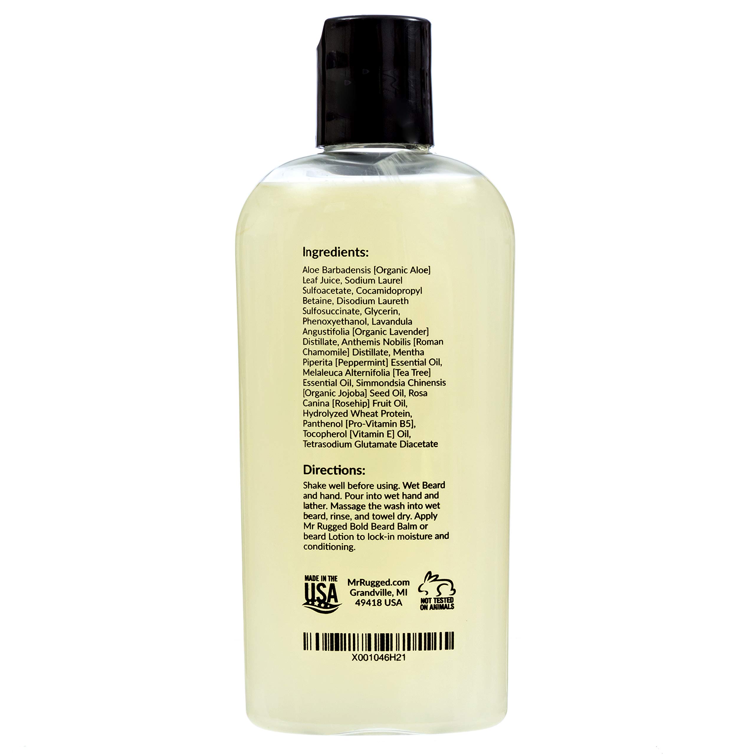 Mr Rugged Beard Wash and Conditioner for Men β (Peppermint 2-in-1, 4oz Bottle) Natural Beard Shampoo for Soft Beard β Strengthen and Improve Facial Hair Growth