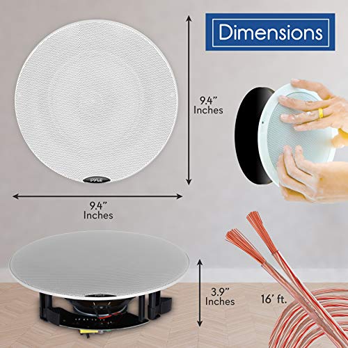 Pyle Pair 6.5” Bluetooth Universal Flush Mount in-Wall in-Ceiling 2-Way Speaker System Dual Polypropylene Cone & Polymer Tweeter Stereo Sound 300 Watts (PDICBT67), Black