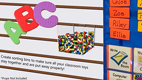 Marketing Holders 4" Slatwall Retail Bin Clear Acrylic Merchandise Storage Organizer Bulk Product Dump Box Single Pocket Caddy for Retail Stores and Service Centers