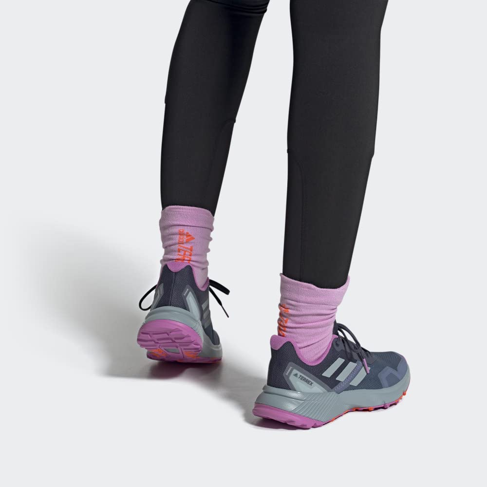 adidas Women's Terrex Soulstride Trail Running Shoe, Wonder Steel/Magic Grey Metallic/Pulse Lilac, 7.5