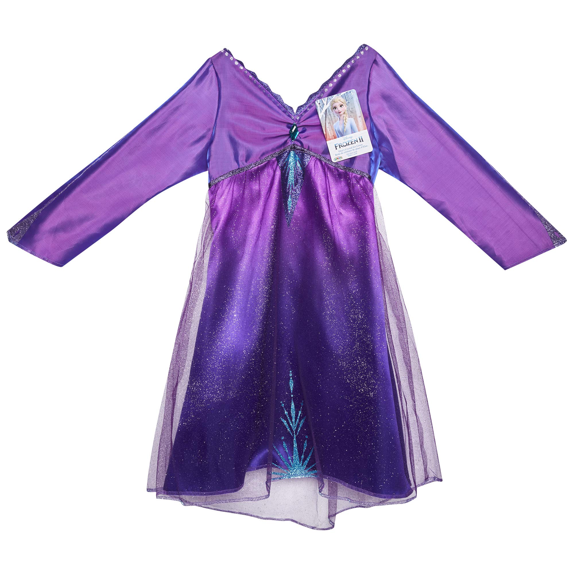 Disney Frozen Frozen 2 Elsa Purple Role-Play Dress with Diamond Gem, Fits Sizes 4-6x [Amazon Exclusive]