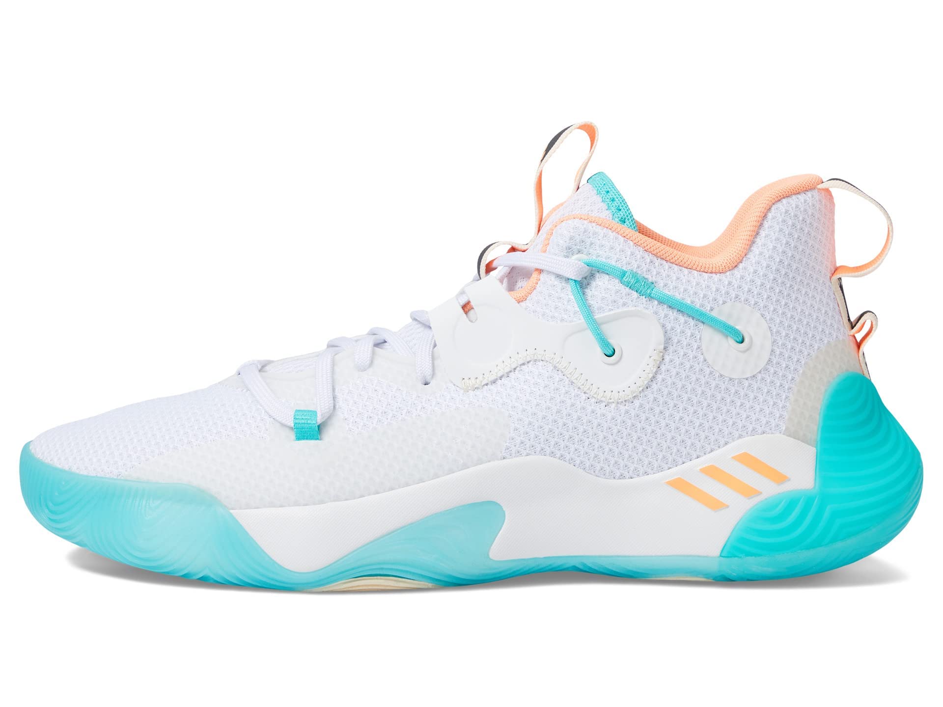 adidas Unisex Harden Stepback 3 Basketball Shoe, White/Beam Orange/Ecru Tint, 11 US Men