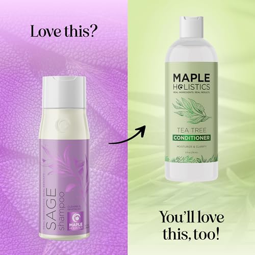 Maple Holistics Sage Shampoo for Dandruff, Oily Hair and Flaky Scalp, 10 OZ - Sulfate Free Volumizing Shampoo with Natural Ingredients, Essential Oil for Men and Women