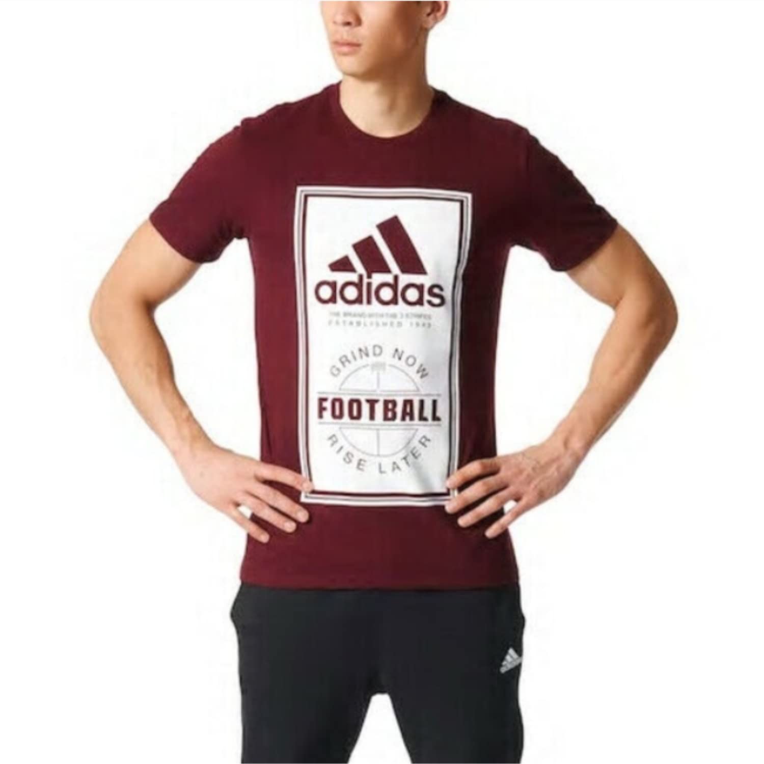 adidas Men's Big & Tall Football Label Short Sleeve Graphic Tee, Maroon/White (Maroon/White, Large Tall)