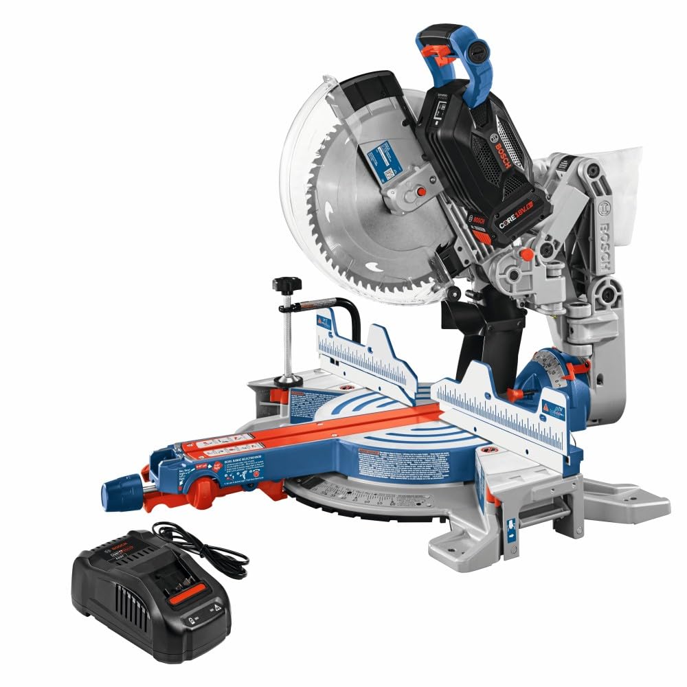 BOSCH GCM18V-12GDCN14 PROFACTOR⢠18V 12 In. Dual-Bevel Glide Miter Saw Kit with (1) CORE18VŽ 8 Ah High Power Battery