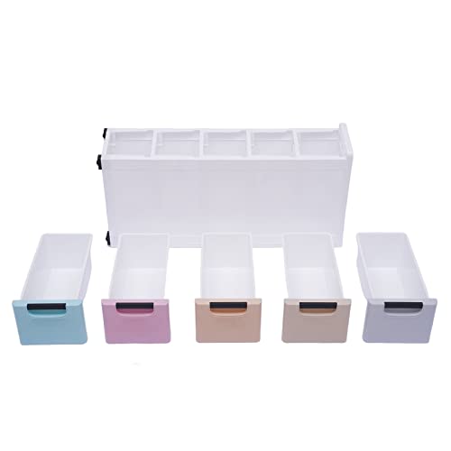 Narrow Plastic Drawers Dresser with 5 Drawers, 15.75 x 7.87 x 33.07inches Plastic Tower Closet Organizer with Wheels Suitable for Apartments Condos And Dorm Room, Gdrasuya10