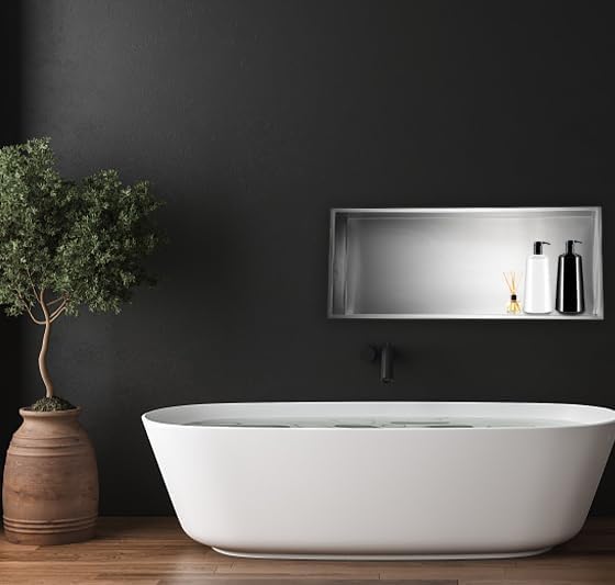 Supllueer Stainless Steel Shower Niche 24" X 12",No Tile Needed Recessed Shower Shelf,Recessed Niche Shower Niche for Bathroom Storage Over Mount Installation