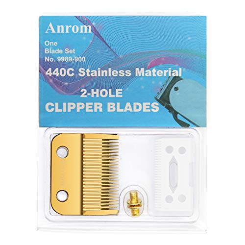 Anrom Professional Standard 2-hole Ceramic Clipper Blades Replacement Blades, Compatable for clippr # 30-15-10 (# 1037-400) #8591 Fast Clipper Blade Combination Including Screws, Gold + White Blades