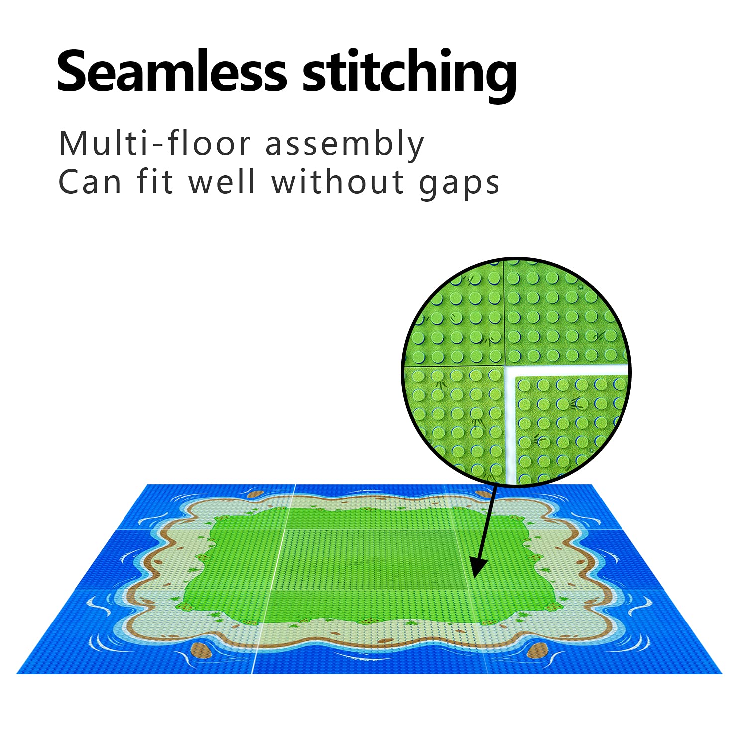 EKIND 6-Pack 10" x 10" Beach Base Brick Plate Compatible with All Major Brands, Scenes Baseplates for Grass Oasis, Pirates Sea and More Building Blocks Kids Toy (2 Straight + 4 Curve)
