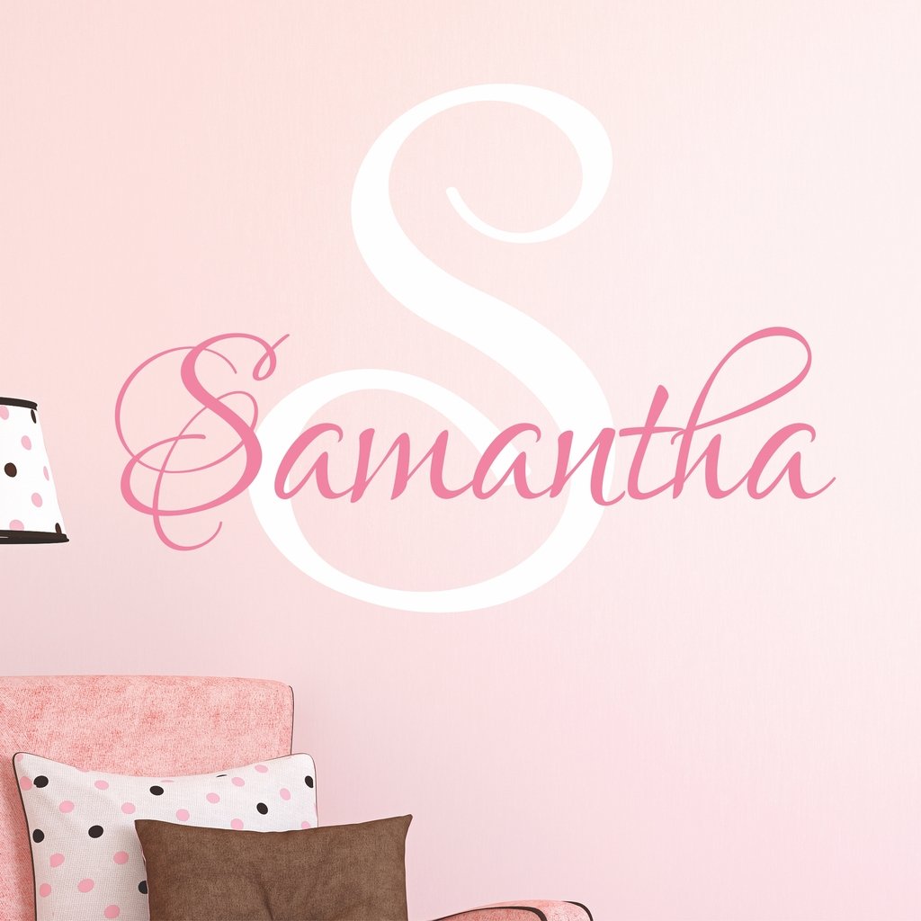 Nursery Custom Name Wall Decal Sticker, 34" W by 29" H, Girl Name Wall Decal, Girls Name, Wall Decor, Personalized, Girls Name Decor, Girls Nursery, Girls Bedroom, Plus Free White Hello Door Decal