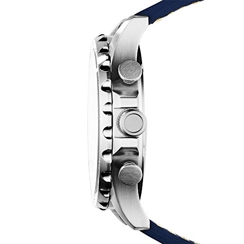 Fossil Men's JR1480 Nate Stainless Steel Chronograph Watch with Navy Leather Band