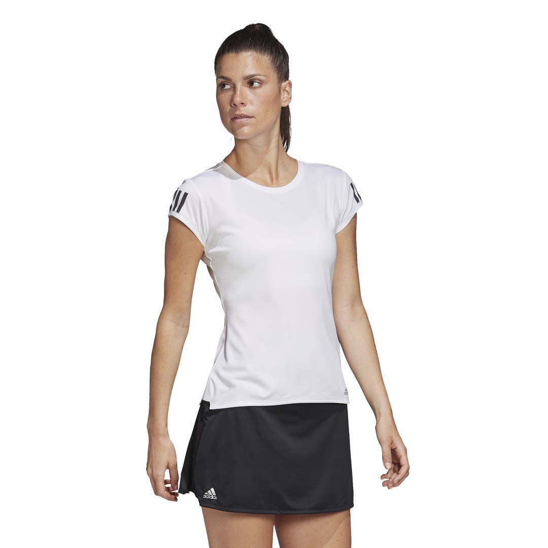 adidas womens 3-Stripes Club Tee White/Matte Silver/Black Medium