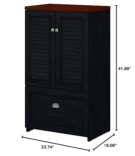 Bush Fairview 41.69-Inch H Storage Cabinet with 3 Shelves, Antique Black/Hansen Cherry (WC53980-03)