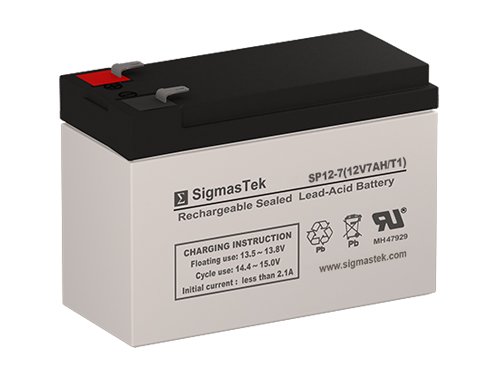 SigmasTek SP12-7 - 12V 7AH F1 SLA Battery - Replaces: Universal Power UB1272 (40760), UB1280 (D5743), UB1270 (40800), Power Sonic PS-1272, PS-1270, Ultratech UT-1280, UT-1270