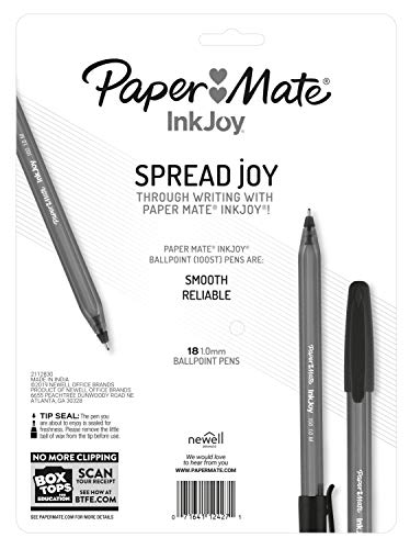 Paper Mate InkJoy 100ST Ballpoint Pens, Medium Point (1.0mm), Black, 18 Count