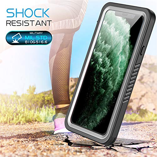VAPESOON Compatible with iPhone 11 Waterproof Case, Built-in Screen Protector Full-Body Rugged Bumper Sealed Cover Shockproof Dustproof Waterproof Case for iPhone 11 6.1 inch (Black/Clear)
