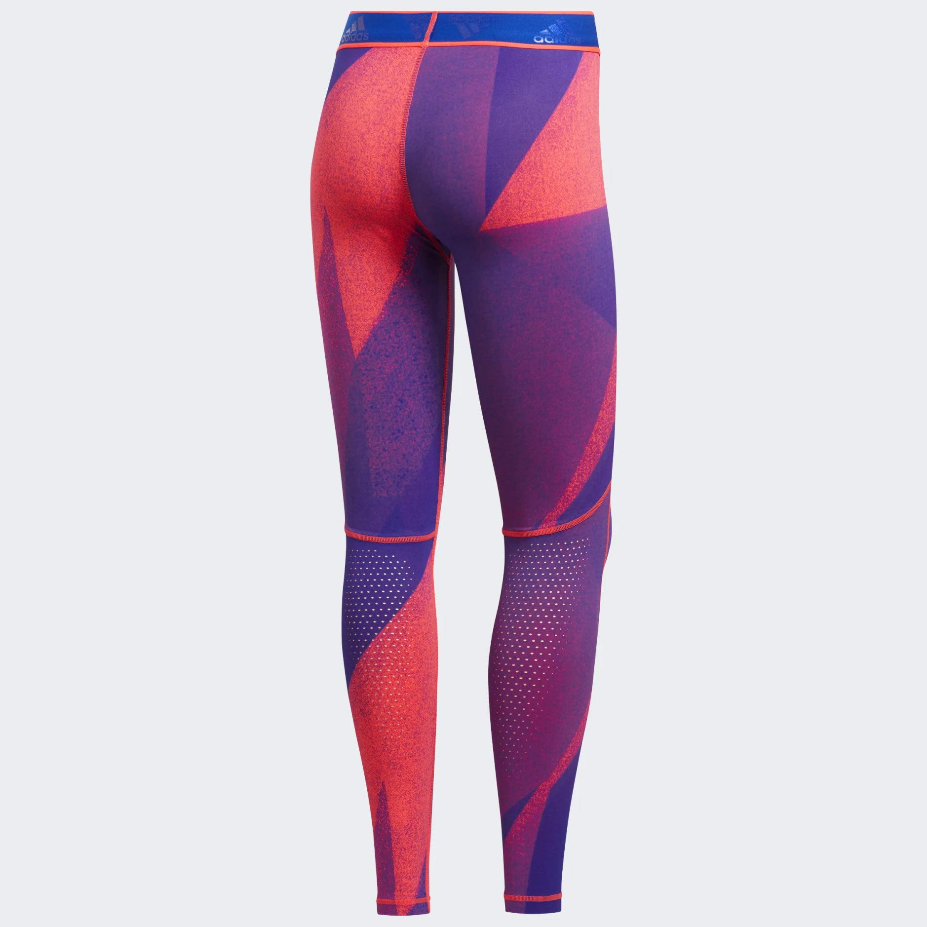 adidas womens Alphaskin Long Print Tights Signal Pink/Royal Blue Small