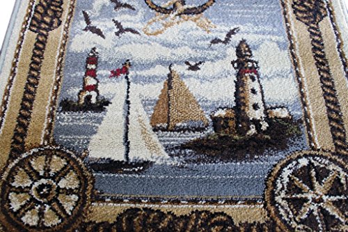 Masada Rugs Nature Area Rug Mat Nautical Scene (2 Feet X 3 Feet 2 Inch) Mat
