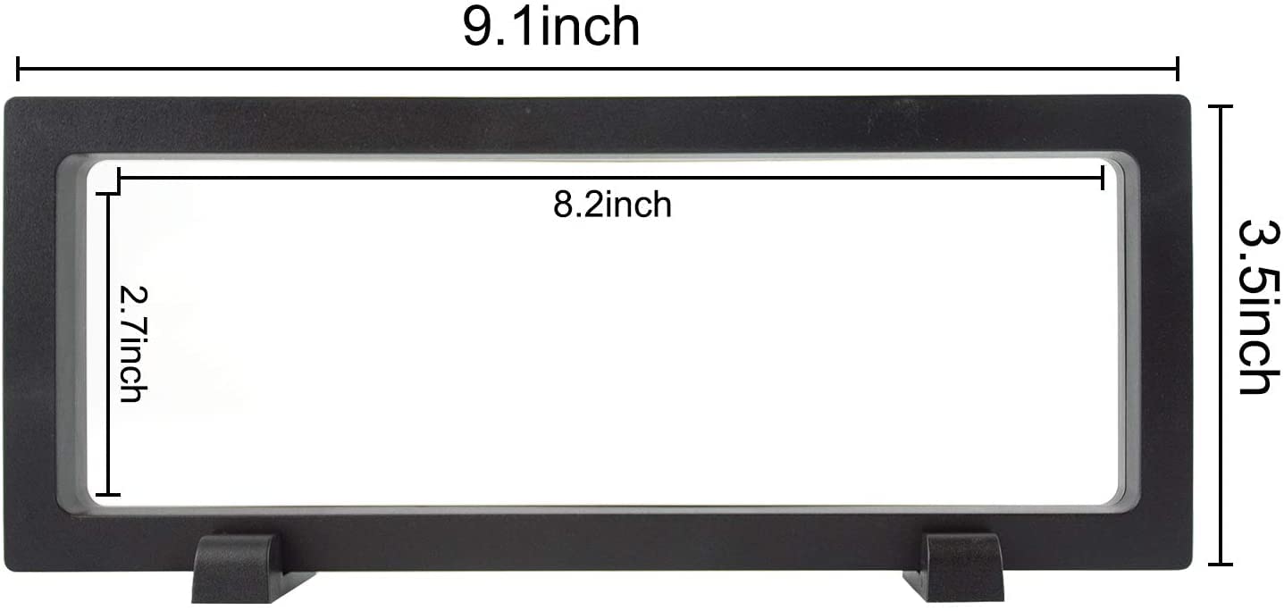 RECHIATO 2Pcs of 3D Floating Display Cases 9.1"×3.5"×0.8", Coin Display Case Coin Holder Coin Display Frame Stand Holder for Military Challenge Coin, AA Medallion