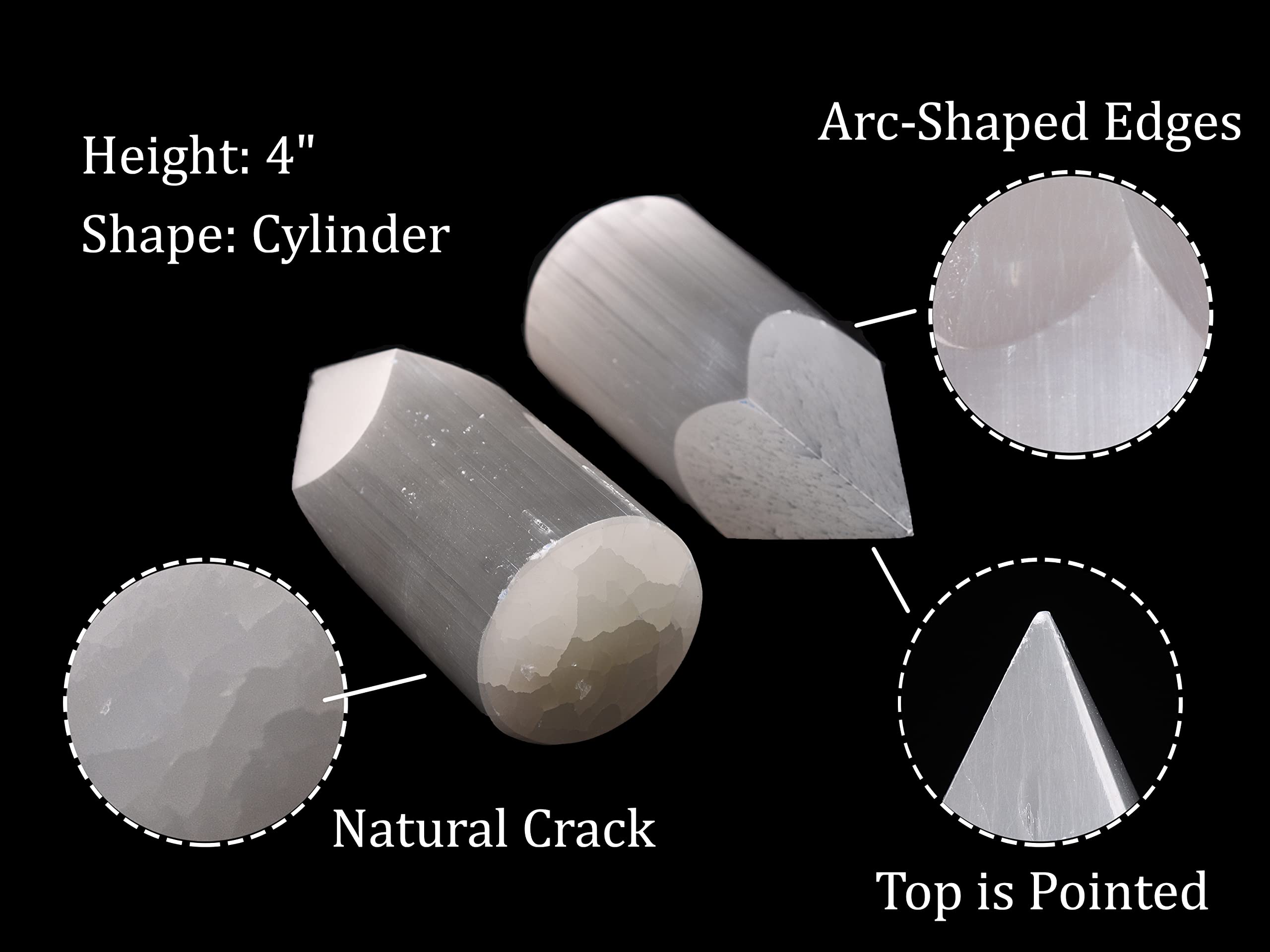 AMOYSTONE 4PCS Selenite Wand 4" Tall White Reiki Healing Crystal Stone Selenite Tower for Energy Cleansing