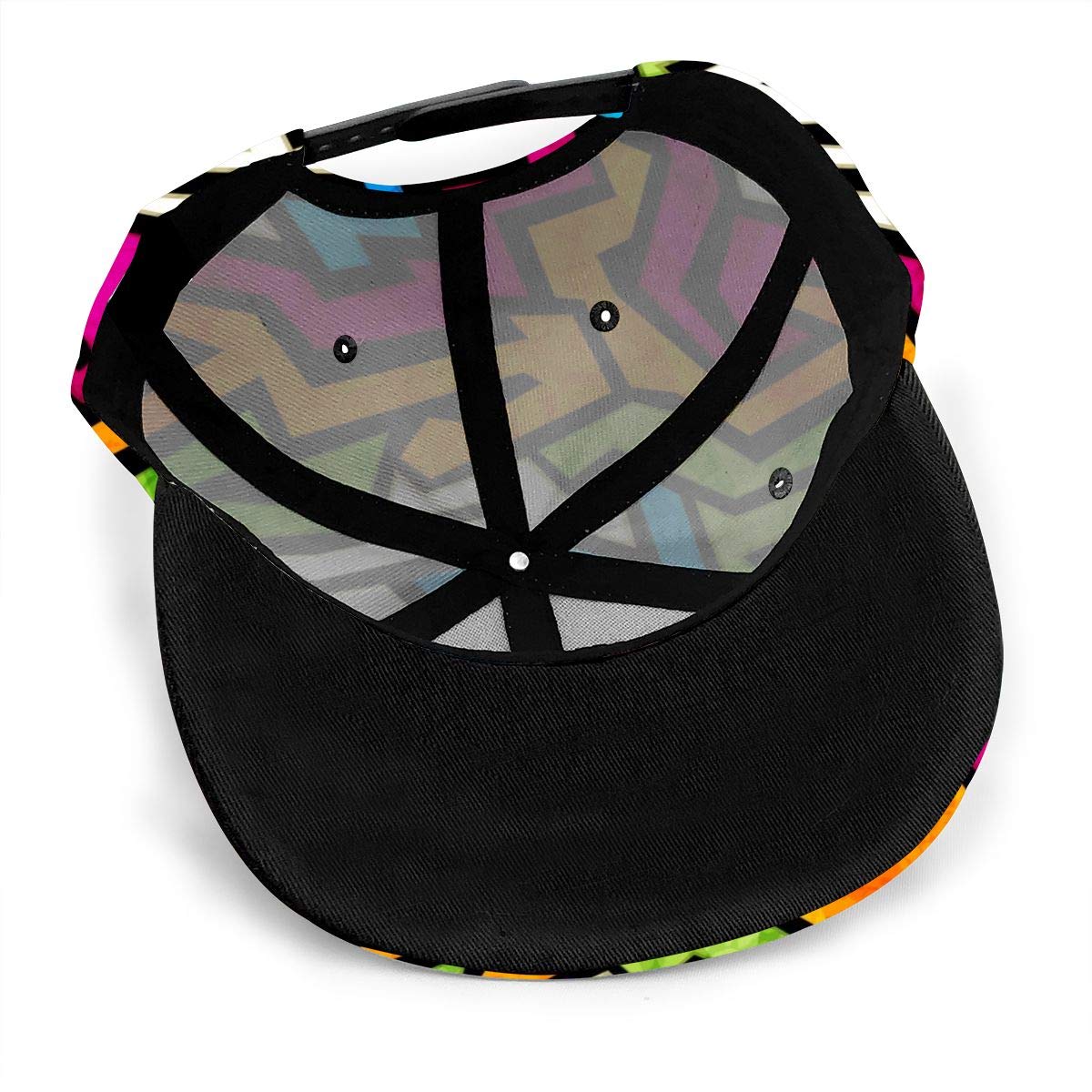 antkondnm Colored Graffiti Snapback Hat Unisex Trucker Hat Hip Hop Plaid Flat Bill Brim Adjustable Baseball Cap