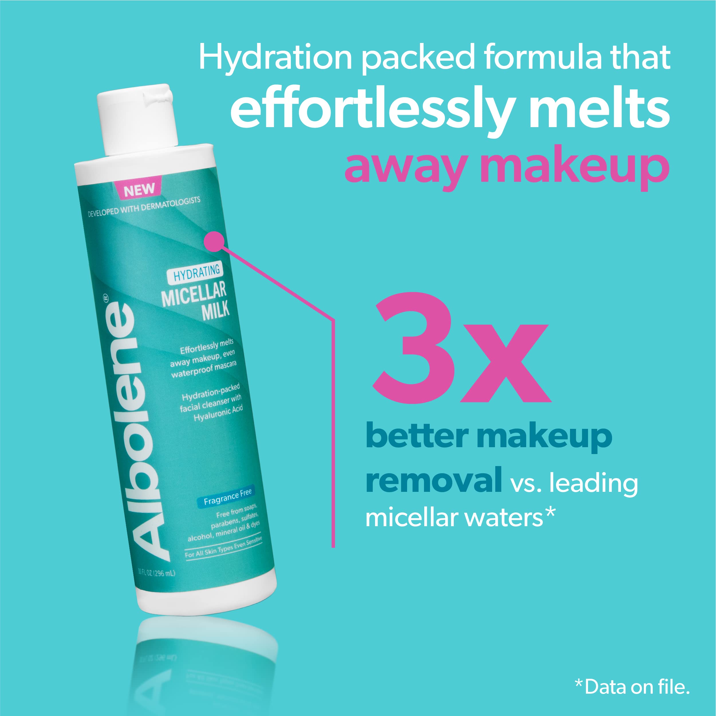 Albolene Micellar Milk Face Cleanser, Micellar Water Alternative, Makeup Remover and Cleansing Balm with Hyaluronic Acid, 10 fl oz, Packaging May Vary