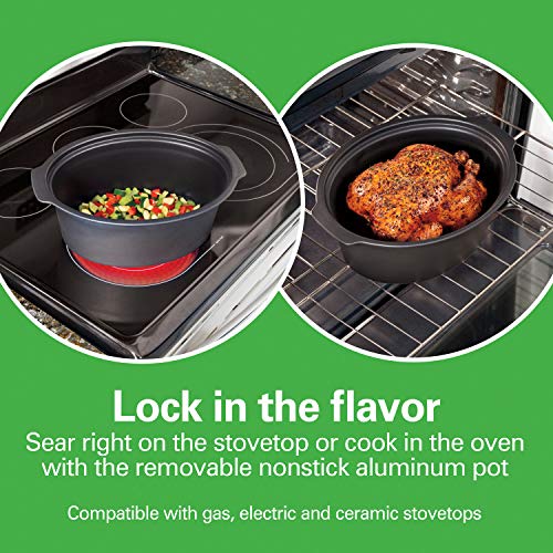 Hamilton Beach 33663 Programmable Slow Cooker Stovetop-Safe Sear & Cook Crock, Travel Lid Lock for Portable Transport, 6 Quart, Silver