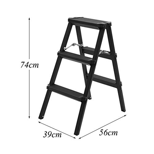 PENGJIE Folding Ladder Step Stool Ladder Stool 3 Step Folding Aluminum Heavy Duty Steel Portable Anti Slip Mat Tread Compact 150 Kg Capacity