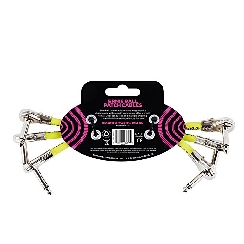 Ernie Ball Patch Cable 3-Pack, Flat Angle/Flat Angle, 6in, Black (P06059)