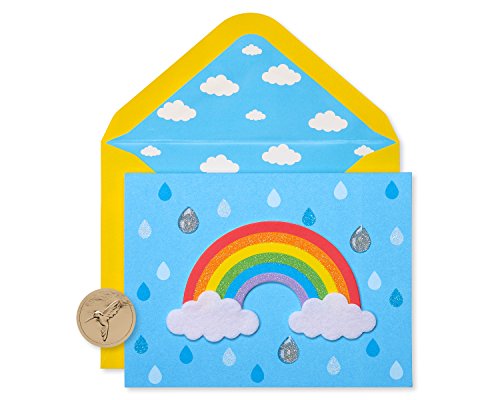 Papyrus Blank Cards with Envelopes, Rainbow with Glitter (8-Count)