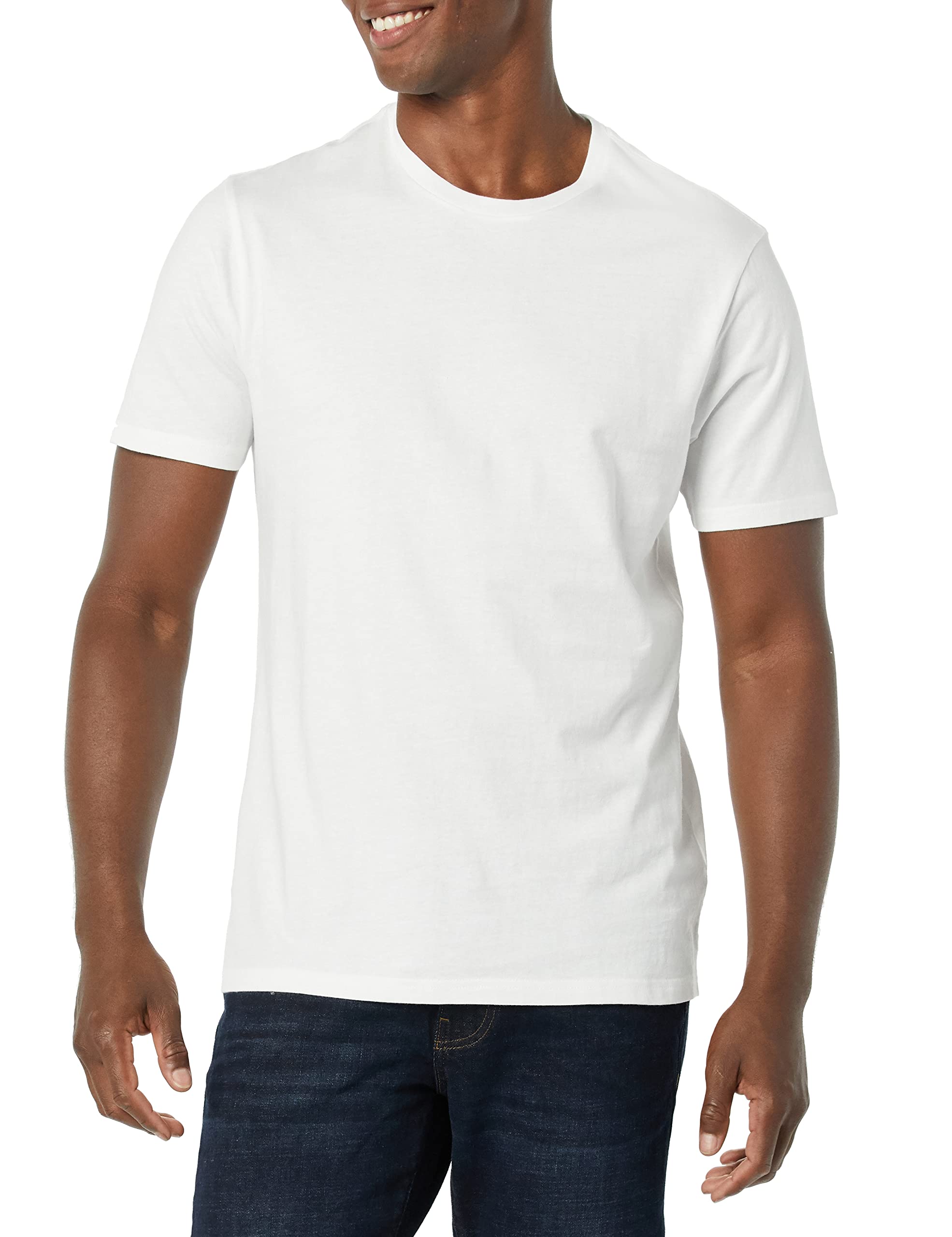Amazon Essentials Men's Slim-Fit Short-Sleeve Crewneck T-Shirt, Pack of 2, White, Large