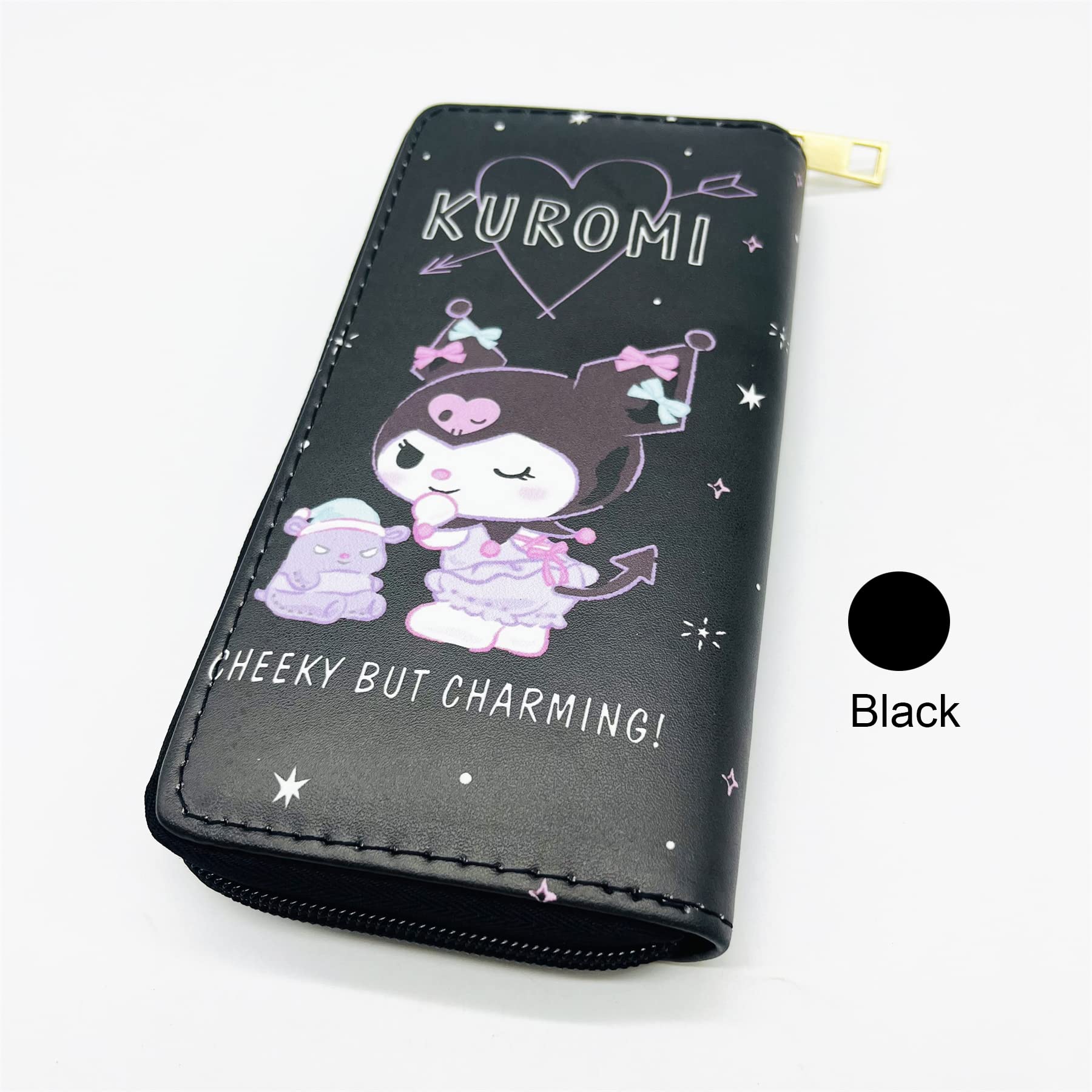Anime Wallet Cute Purse Leather Cartoon Wallet for Girls Women (ku blackqb)¡